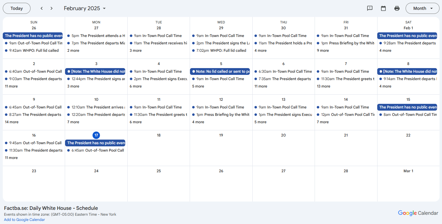 President's Public Schedule – CQ